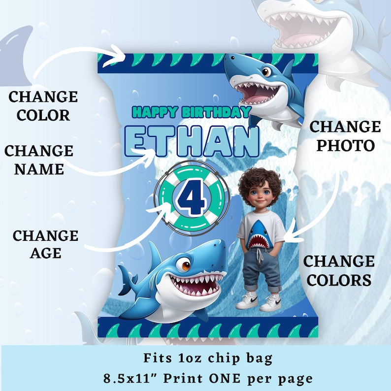 Editable Baby Shark Bundle | 12 Party Labels | Kids Birthday Decor ...