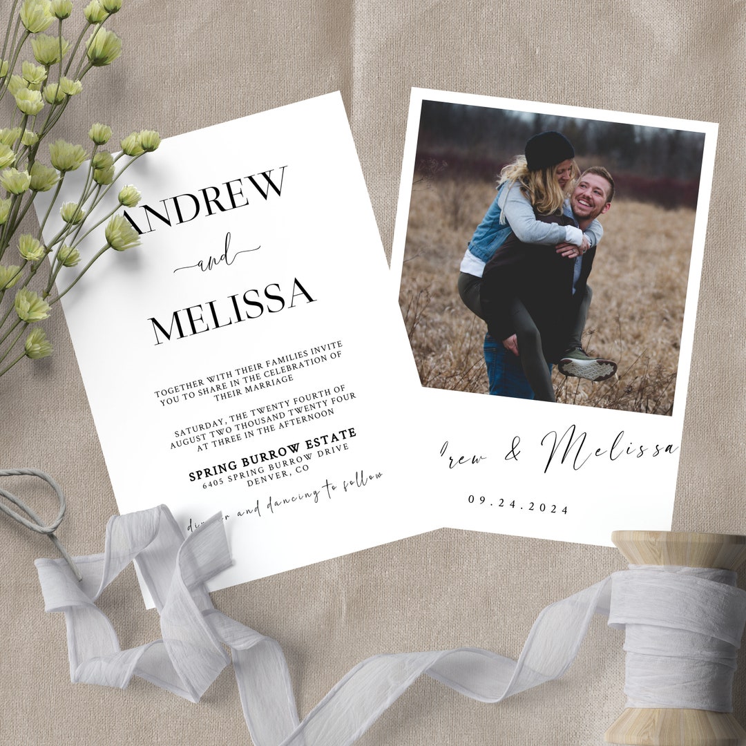 Sleek & Sweet Wedding Invitation Template, Minimalist Love Invite ...