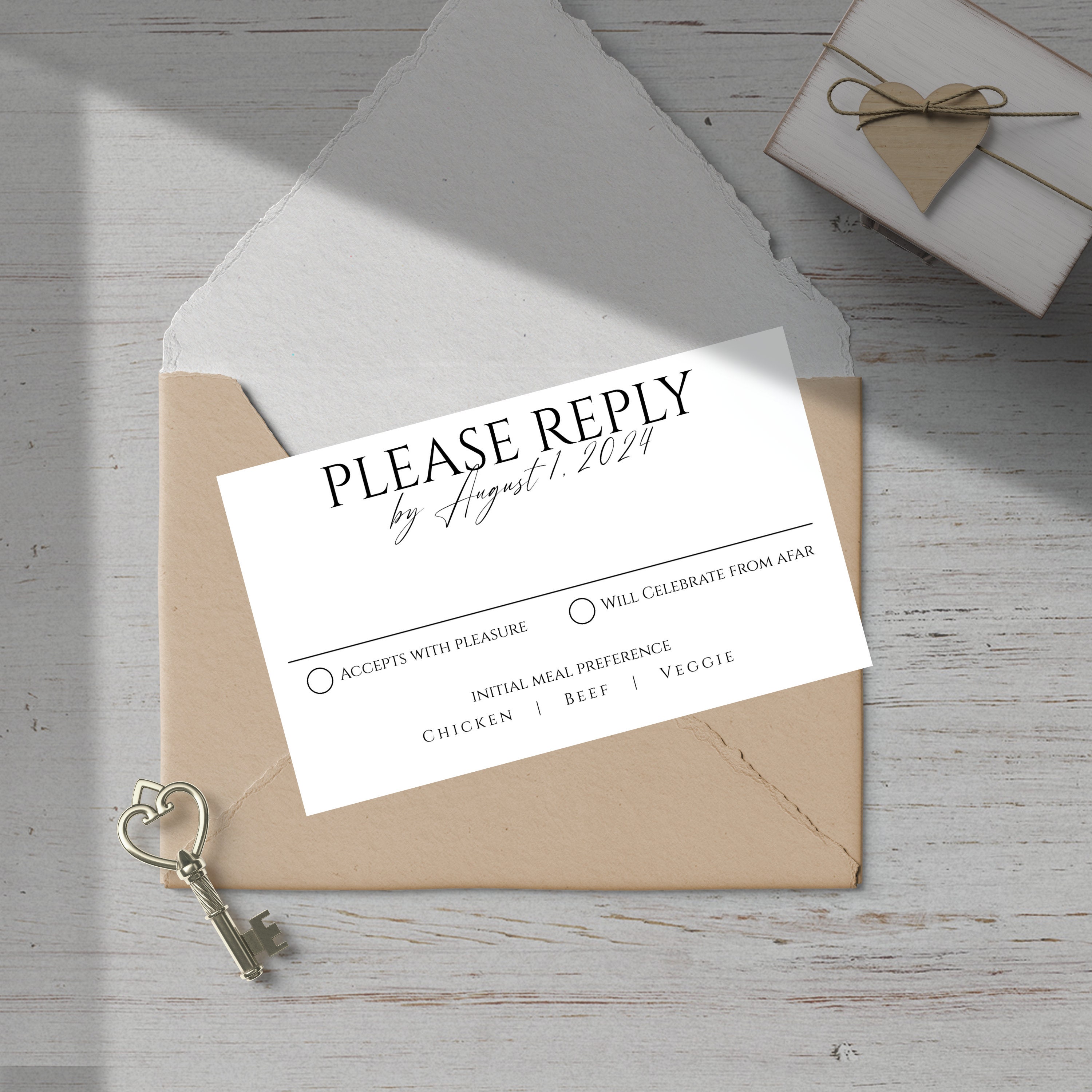 Modern RSVP Card | Minimalist Wedding Reply Card | Wedding Reply Insert ...