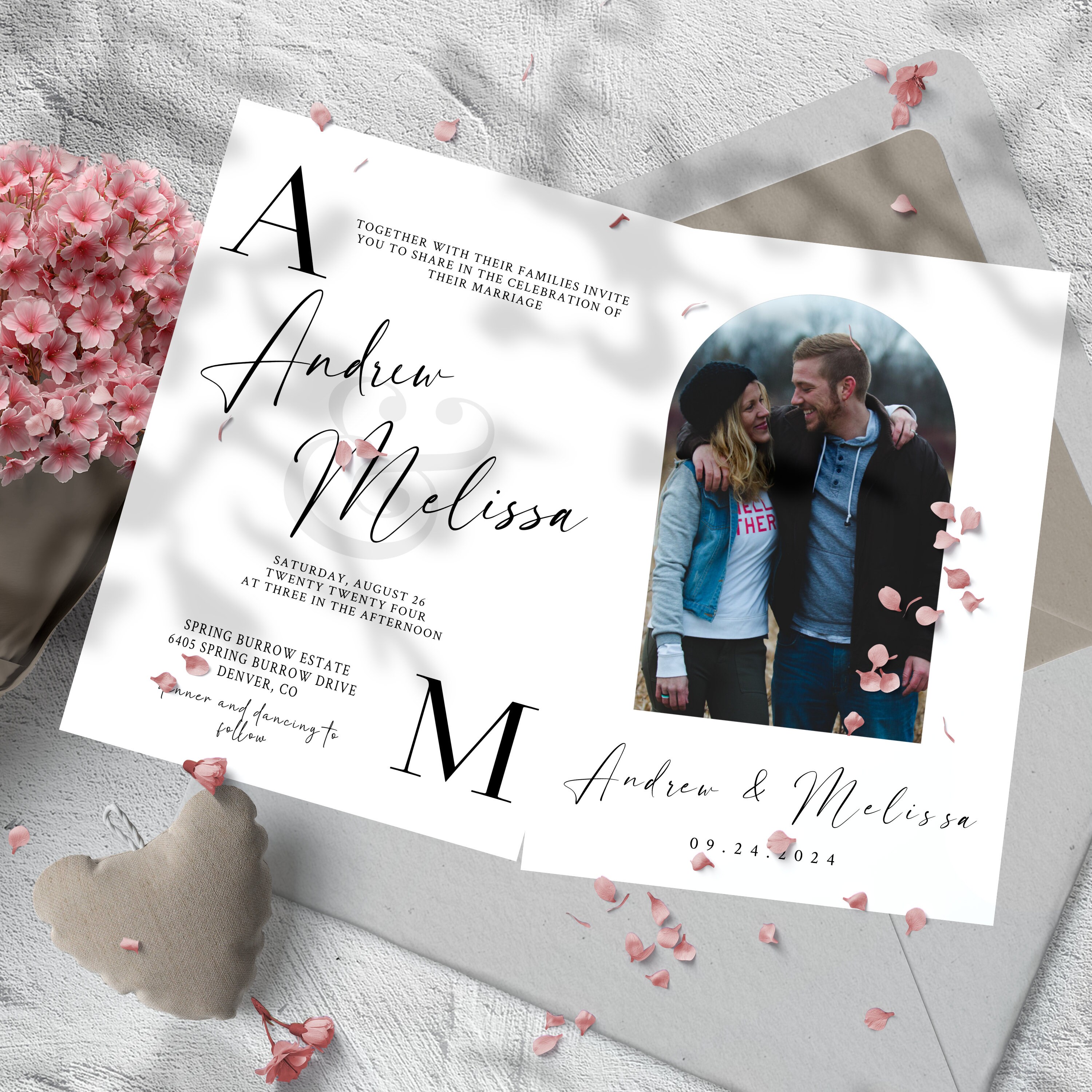 Wedding Invitation Template | Modern Minimalist Wedding | Editable ...