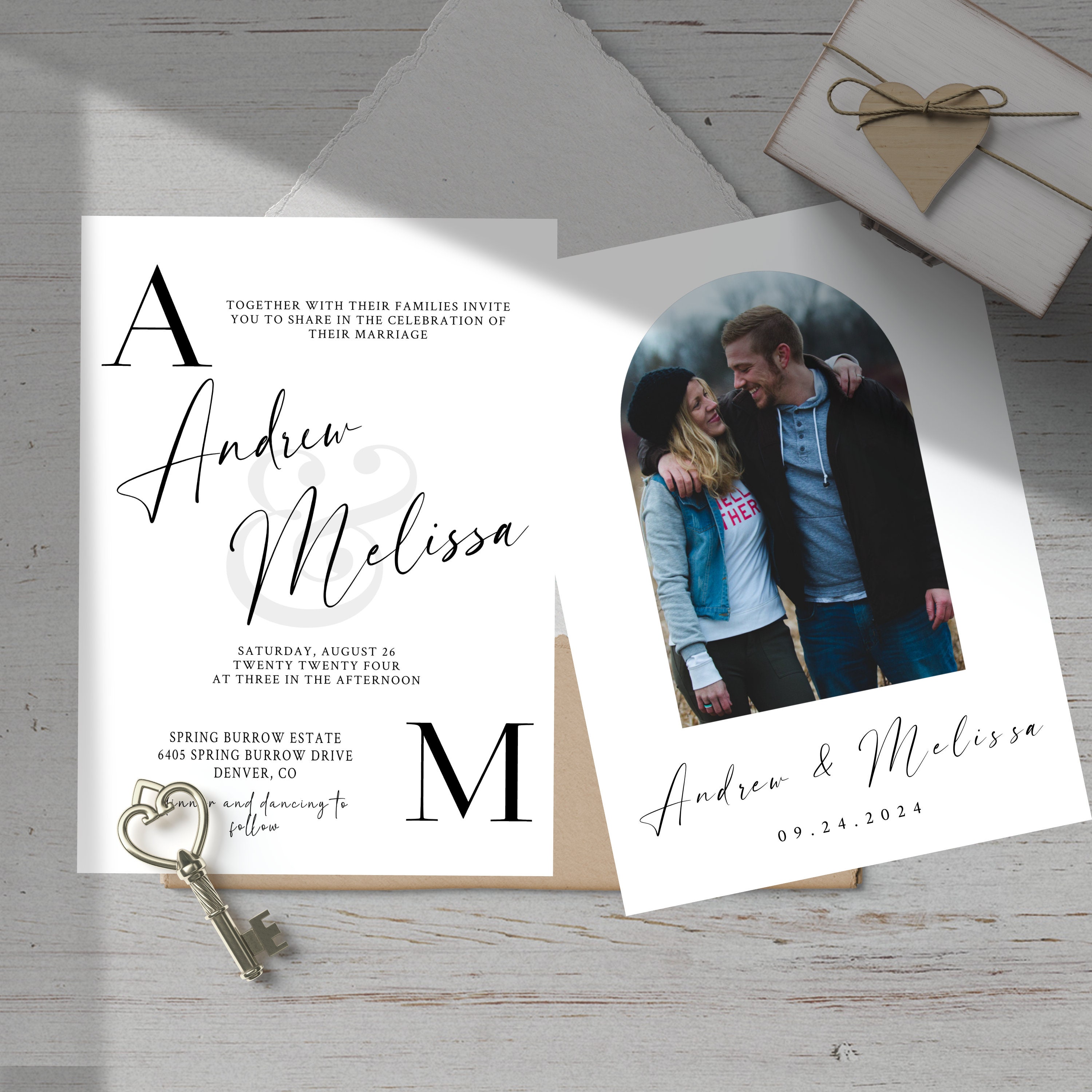 Wedding Invitation Template | Modern Minimalist Wedding | Editable ...