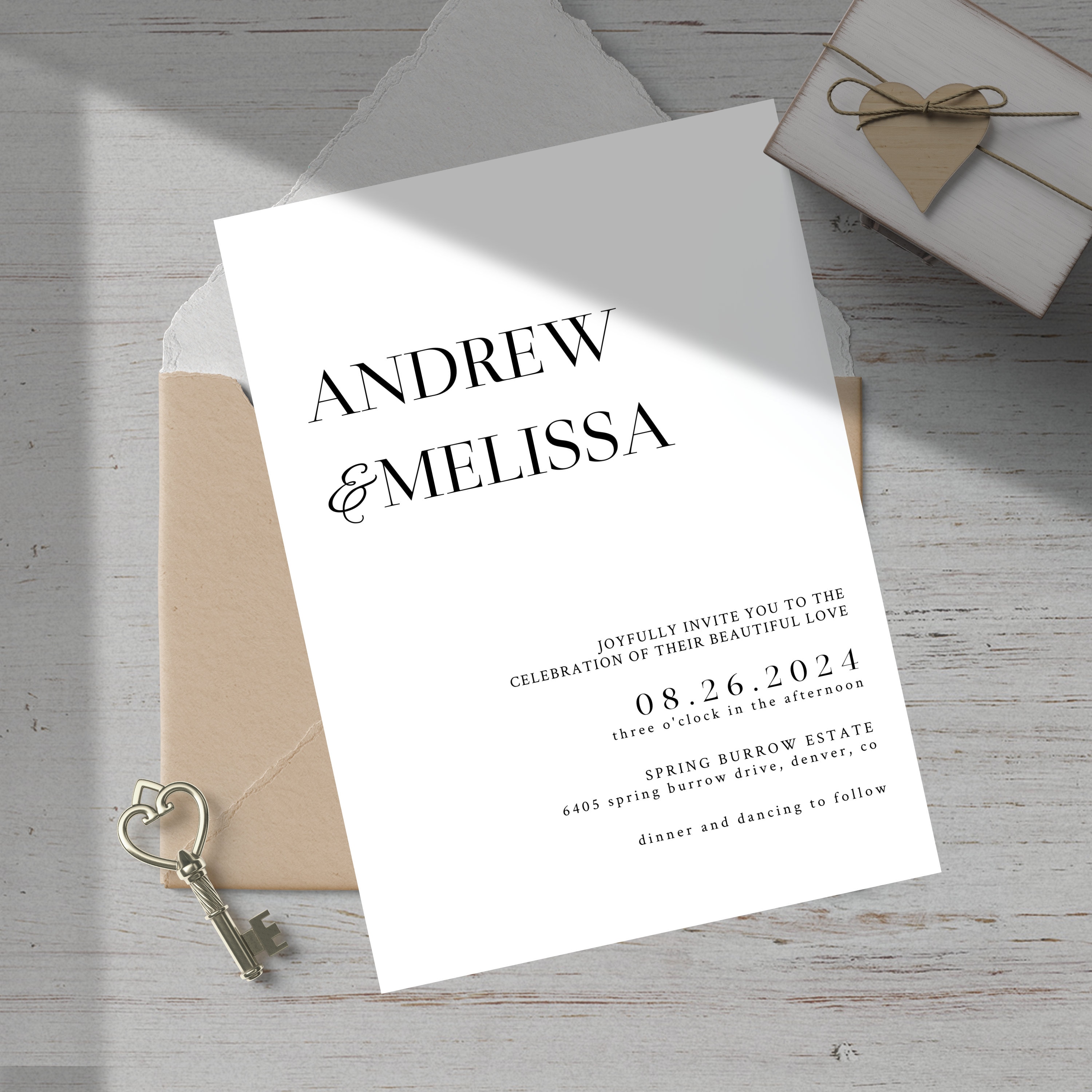 Simple Wedding Invitation | Minimalist Wedding Invitation | Modern ...