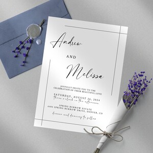 Simple Wedding Invitation Template | Cute Minimalist Wedding Invite ...