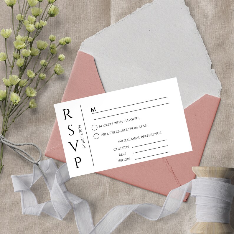 BOHO Wedding RSVP Card | Modern RSVP Card | Wedding Response Card ...