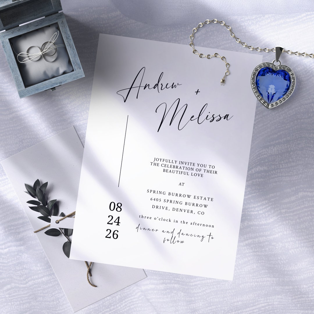 Modern Wedding Invitation Template | Minimalist Wedding | Editable ...