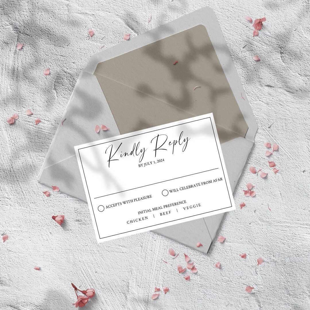 Simple Wedding Response Card | Cute Wedding RSVP Card | Modern RSVP ...