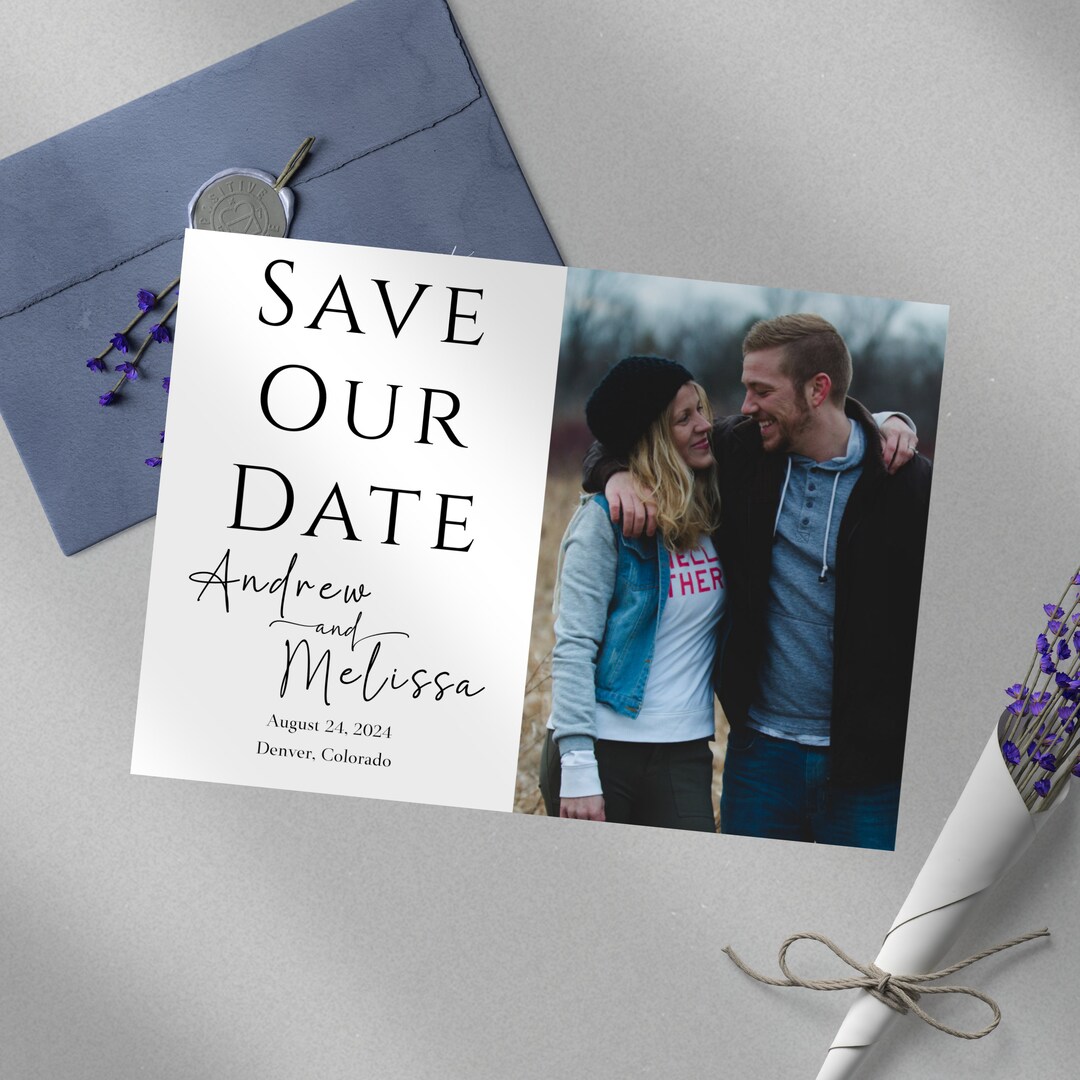 Minimalist Save the Date Photo Invite | Modern Save the Date Template ...