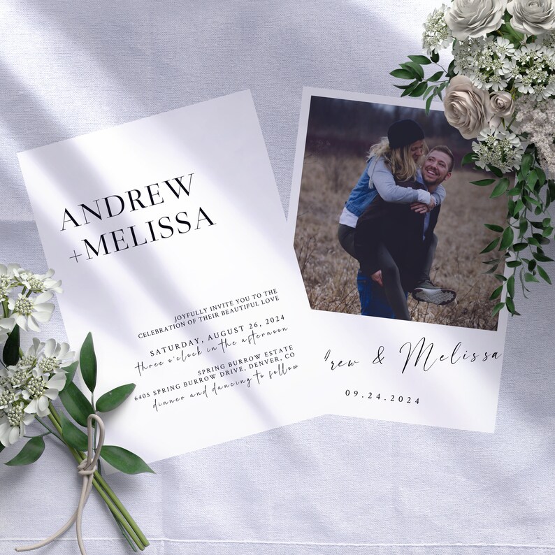 Eco-friendly Modern Wedding Invitation, Polaroid Back Template ...