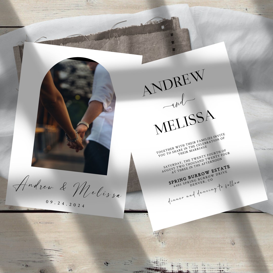 Wedding Invitation Template | Modern Minimalist Wedding | Editable ...