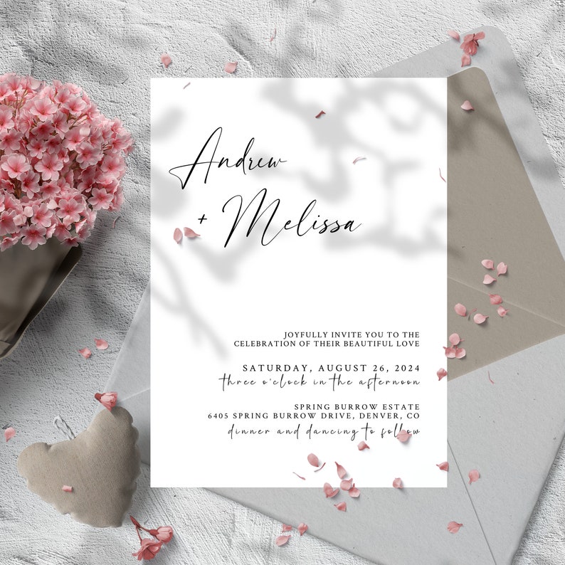 Editable Modern Invite | Minimalist Wedding | Modern Wedding Invitation ...