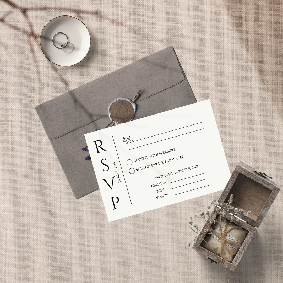 Modern Wedding Insert | Boho RSVP Card | Minimalist Wedding Response ...