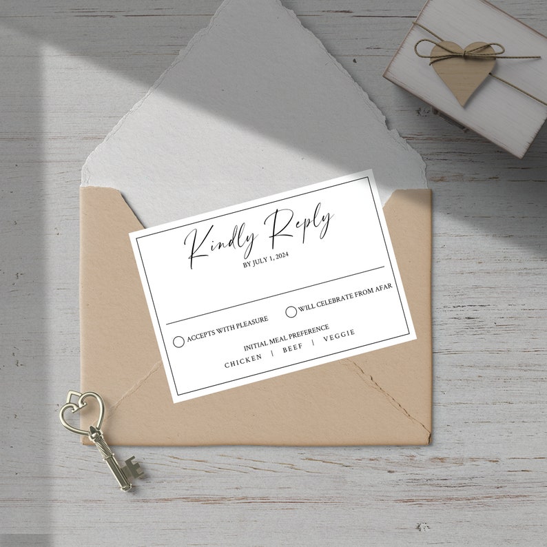 Simple Wedding Response Card Cute Wedding RSVP Card Modern RSVP Card ...