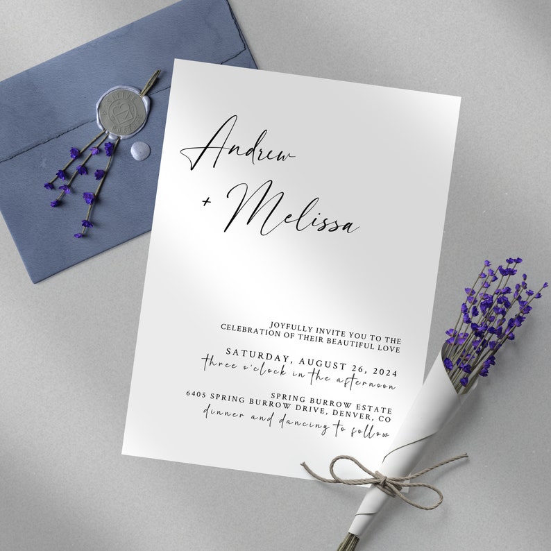 Editable Modern Invite | Minimalist Wedding | Modern Wedding Invitation ...