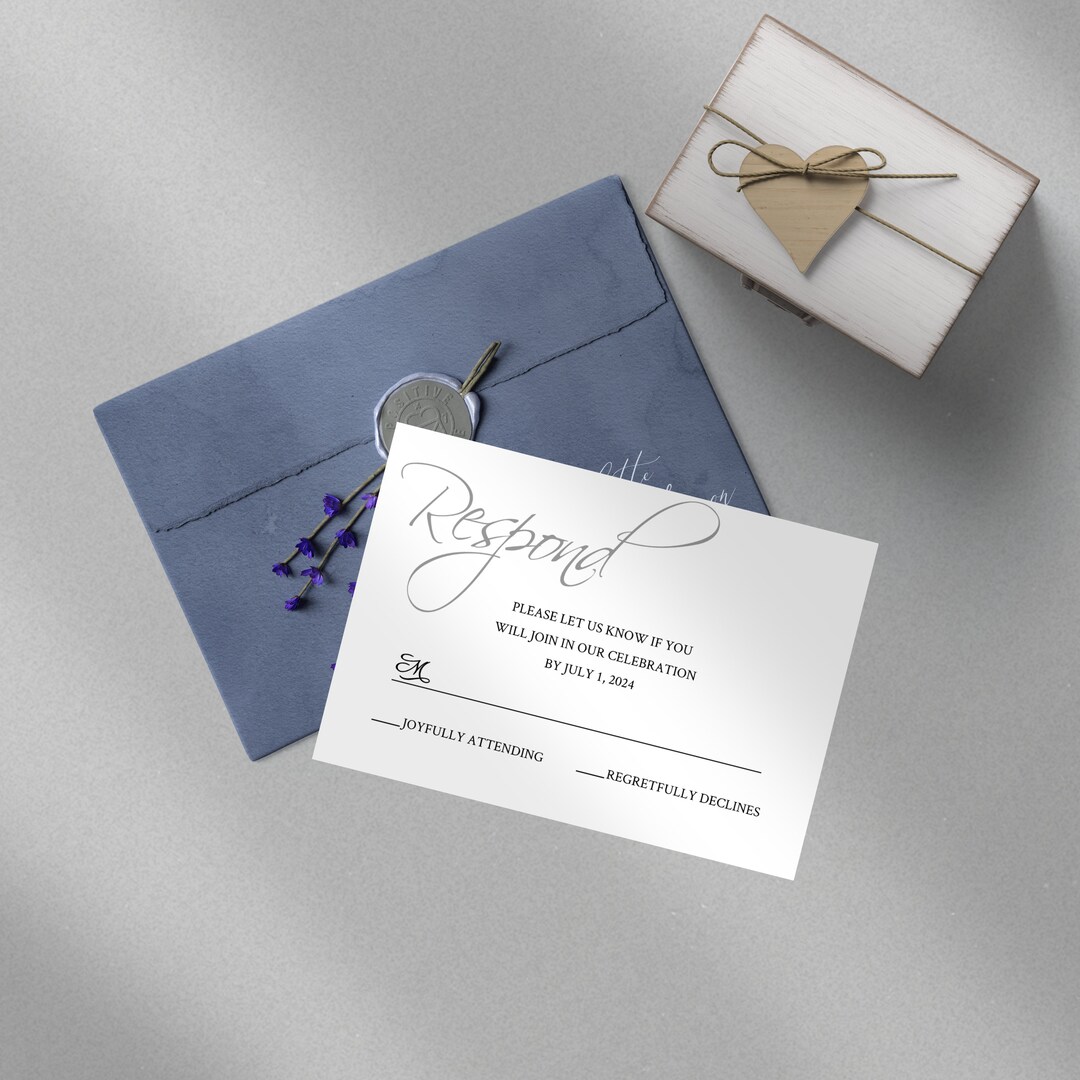 Modern RSVP Card | Minimalist Wedding Response Card | Wedding Insert ...