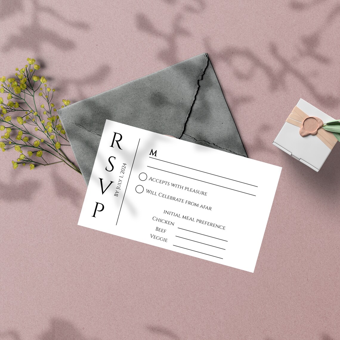 BOHO Wedding RSVP Card | Modern RSVP Card | Wedding Response Card ...