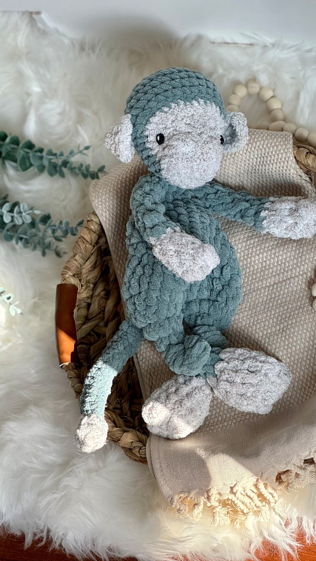 Plush Monkey Lovey Handmade Crocheted Monkey Handmade Monkey Toy ...