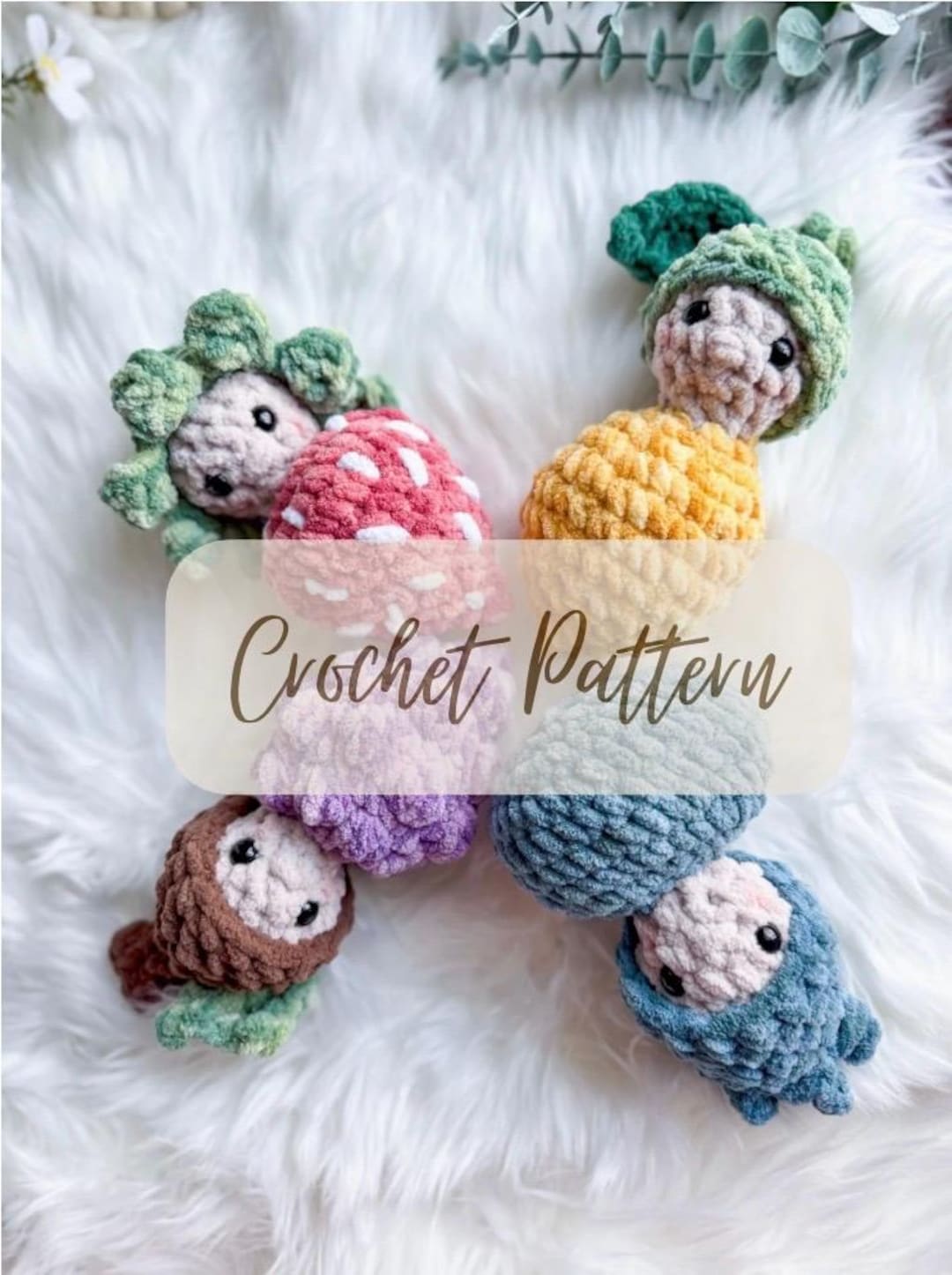 Fruit Babies Crochet Pattern-strawberry, Blueberry, Grapes, Lemon (with ...