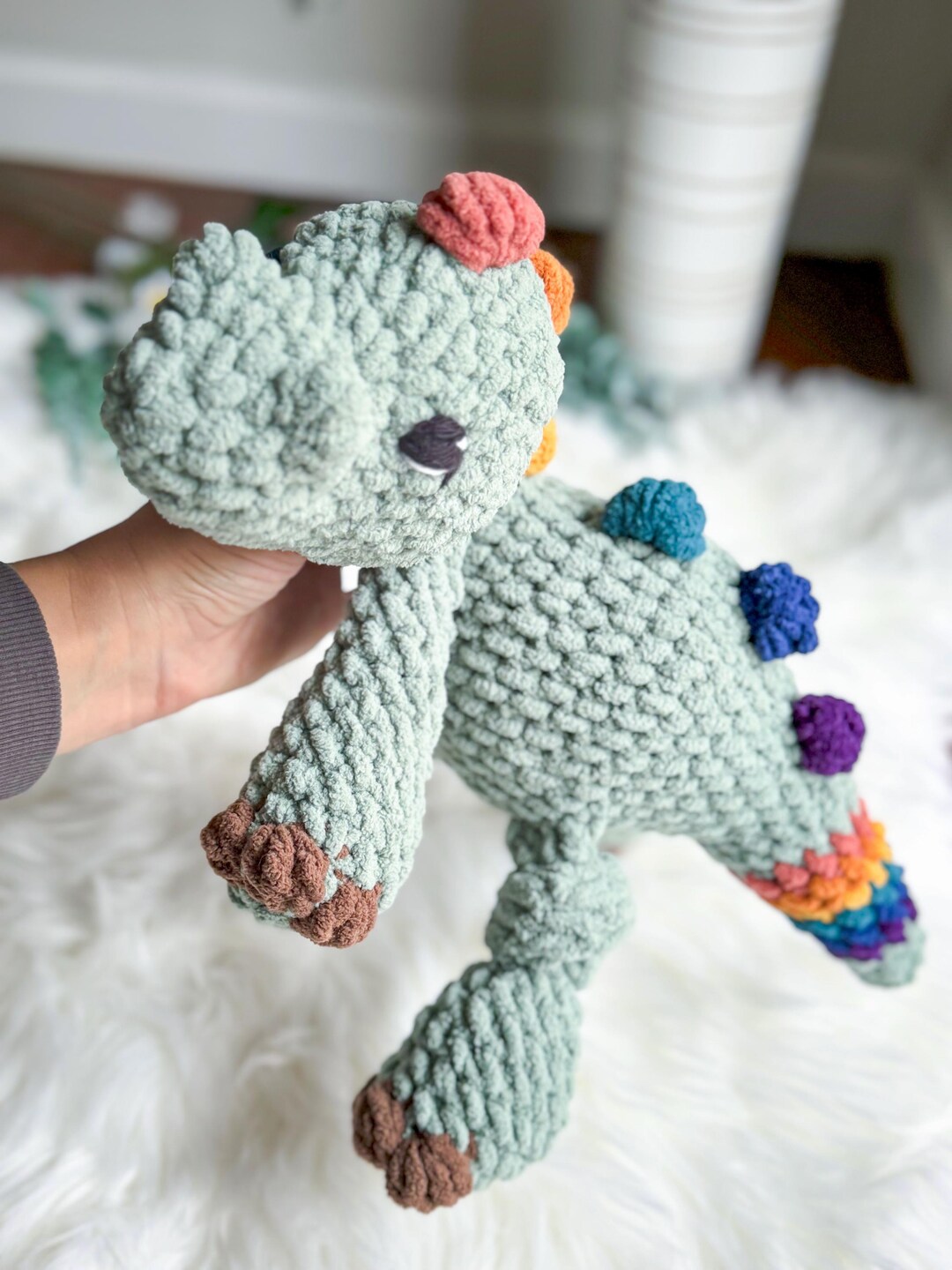 Plush Dinosaur Toy | Handmade Crocheted Dinosaur | Handmade Dinosaur ...