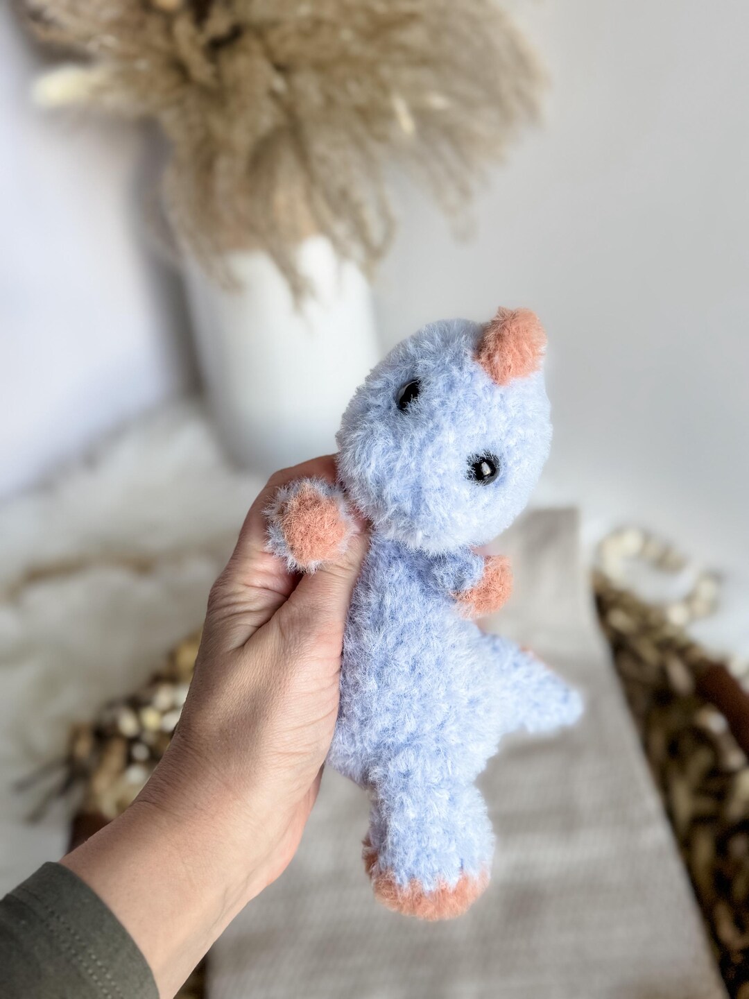 Crochet Dinosaur Lovey | Handmade Plush Dinosaur | Soft and Cuddly Dino ...