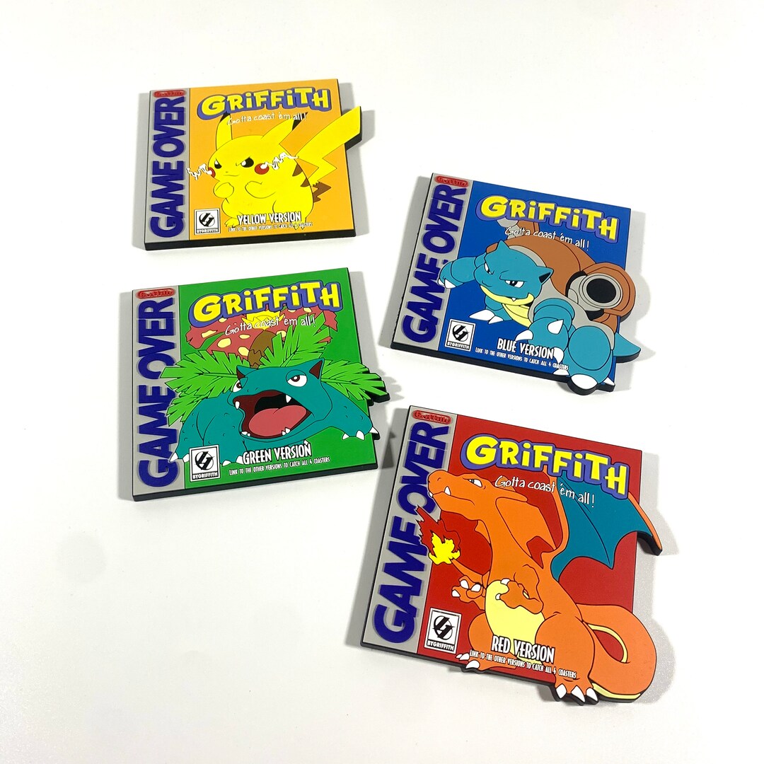 Pokémon PVC Coasters 4-pack Game Boy Covers Red Blue Green Yellow Great ...