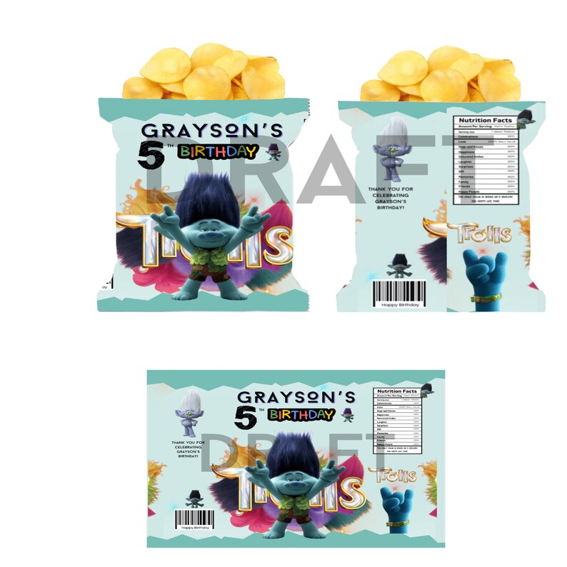Trolls Boys Party Favor Template Bundle Download Printable - Etsy
