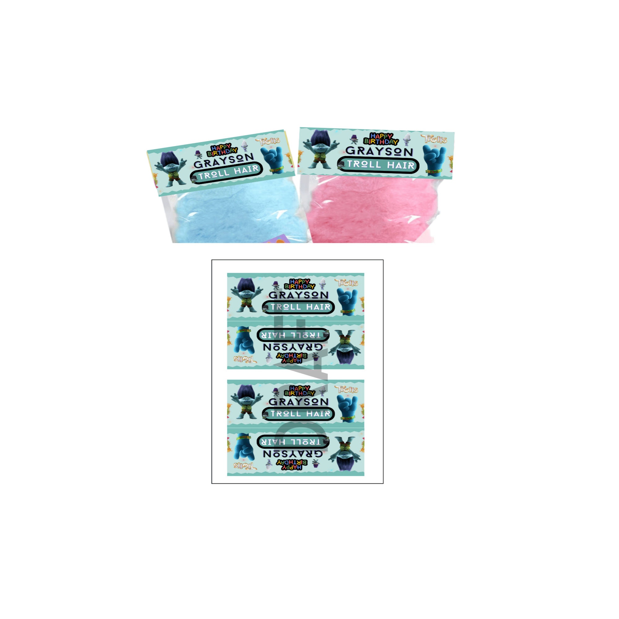 Trolls Boys Party Favor Template Bundle Download Printable - Etsy