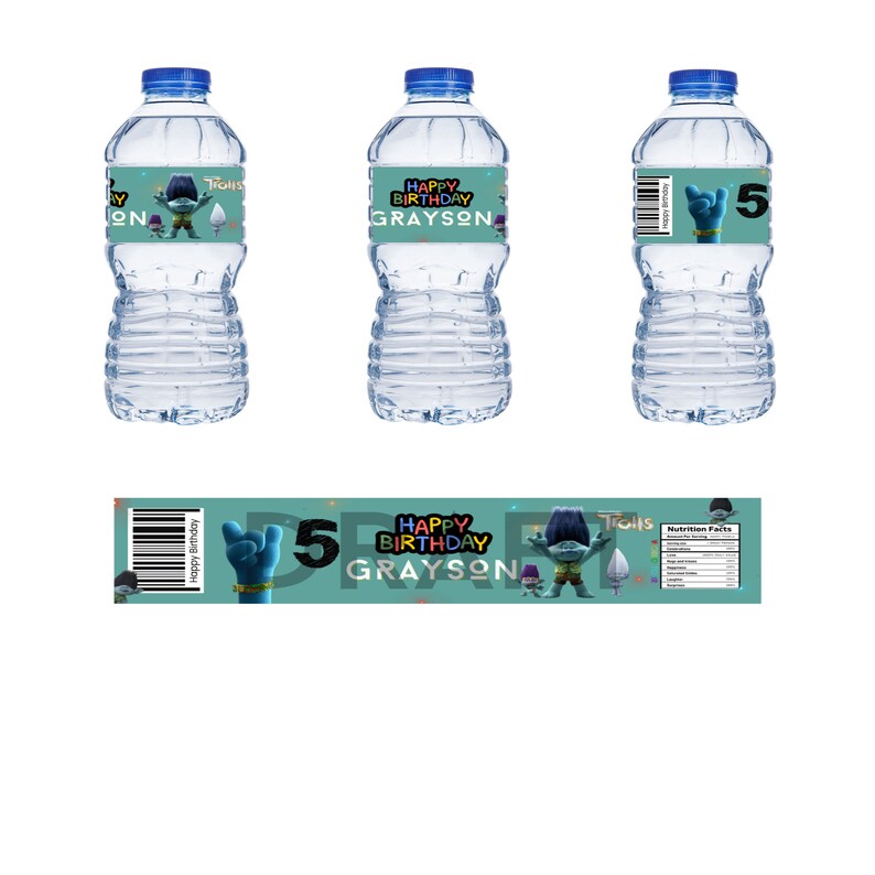 Trolls Boys Party Favor Template Bundle Download Printable - Etsy