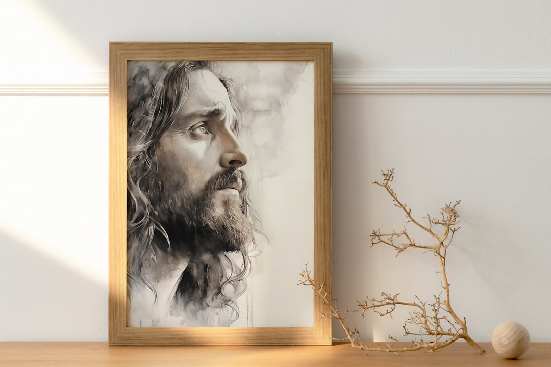 Celestial Gaze Jesus Portrait Pencil Ink Chalk Artistry on - Etsy