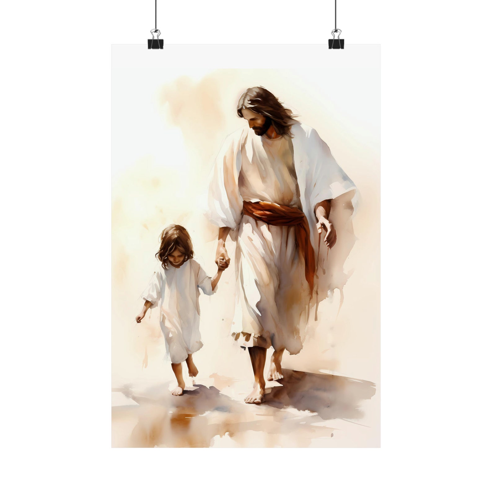 Jesus and Child Walking Poster Watercolor Spiritual Road Print ...