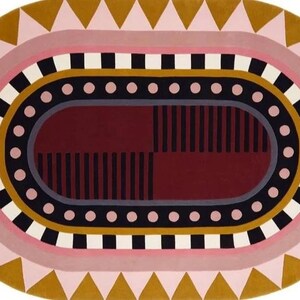 Oval Shape Colourful Designer Large Rug Hand Tufted Hand Made Rug for ...