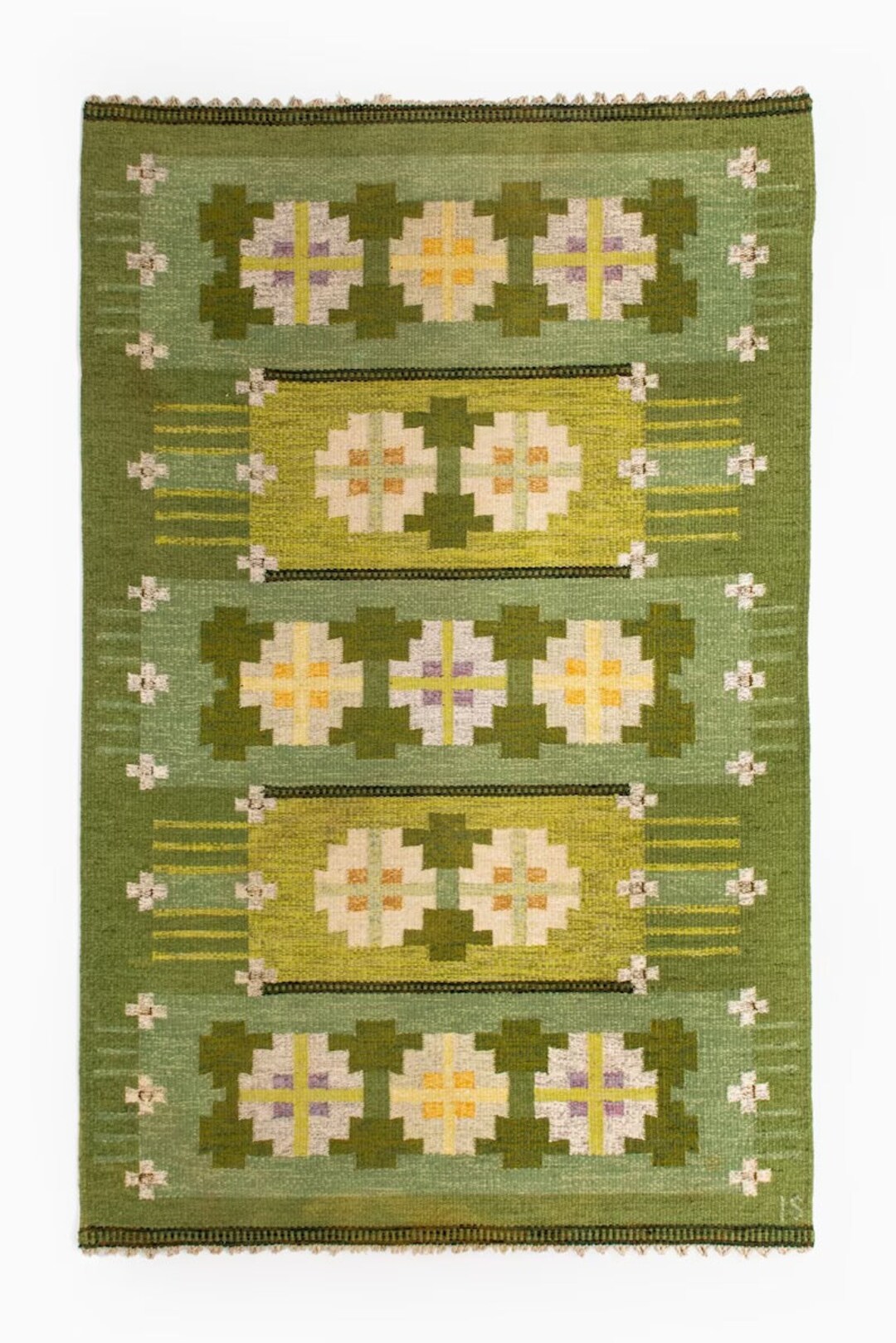 Lemon Green With Green Wool Kilim Rug Handwoven,kimil Jute Rug, Flat ...