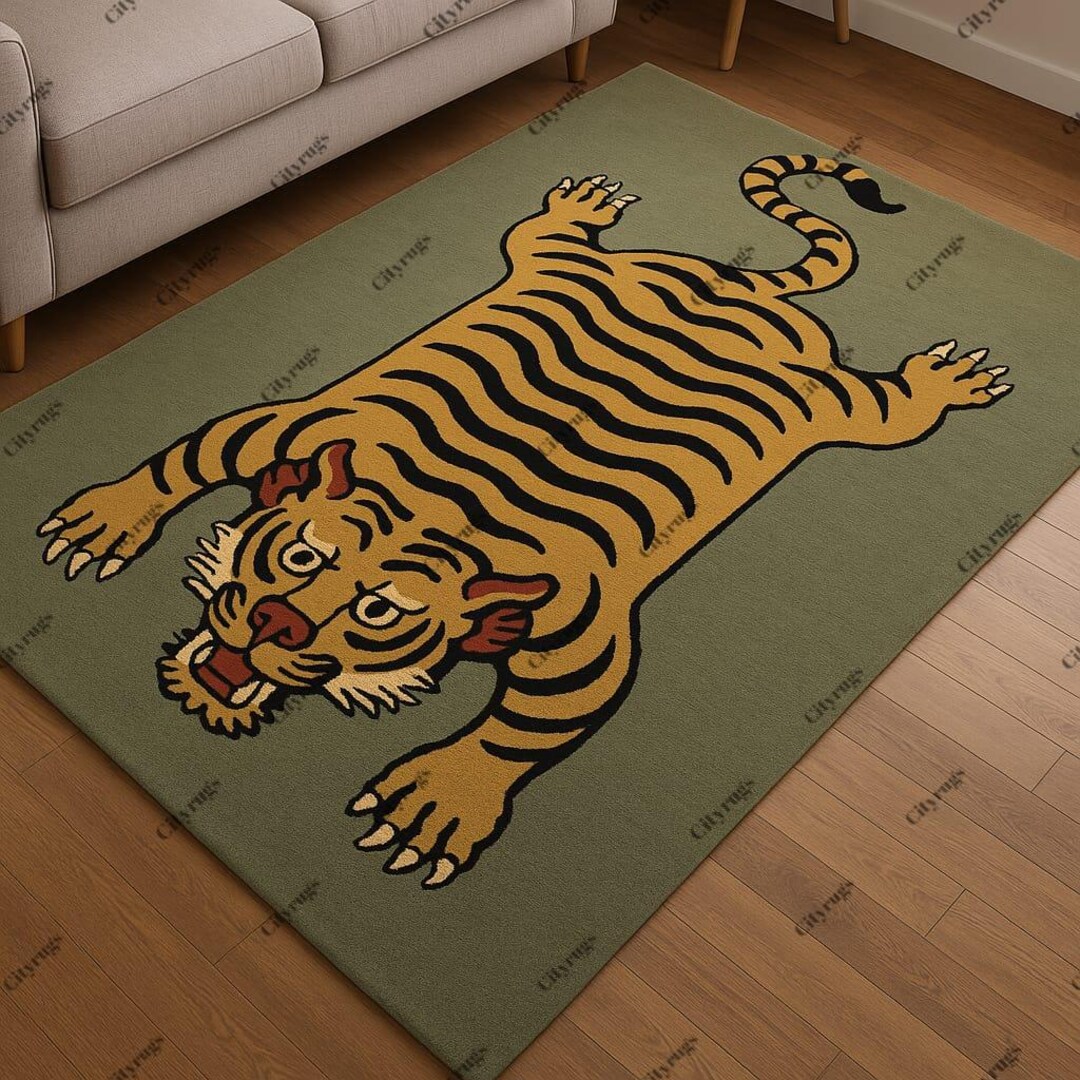 Tibetan Tiger Tufted Rug, Animal Tufted Wool Soft Rugs for Living Room ...