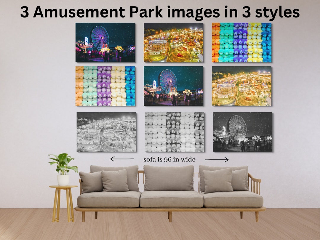 Amusement Park Printable Wall Art Bundle Retro, Black & White ...