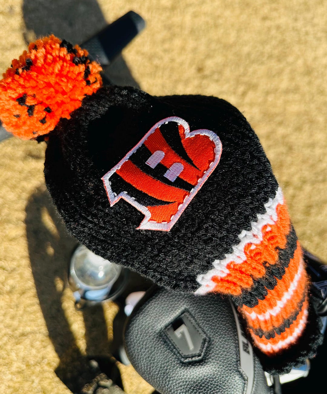 The Bengals Custom Golf Club Cover Hand Knit Orange Black Gift - Etsy