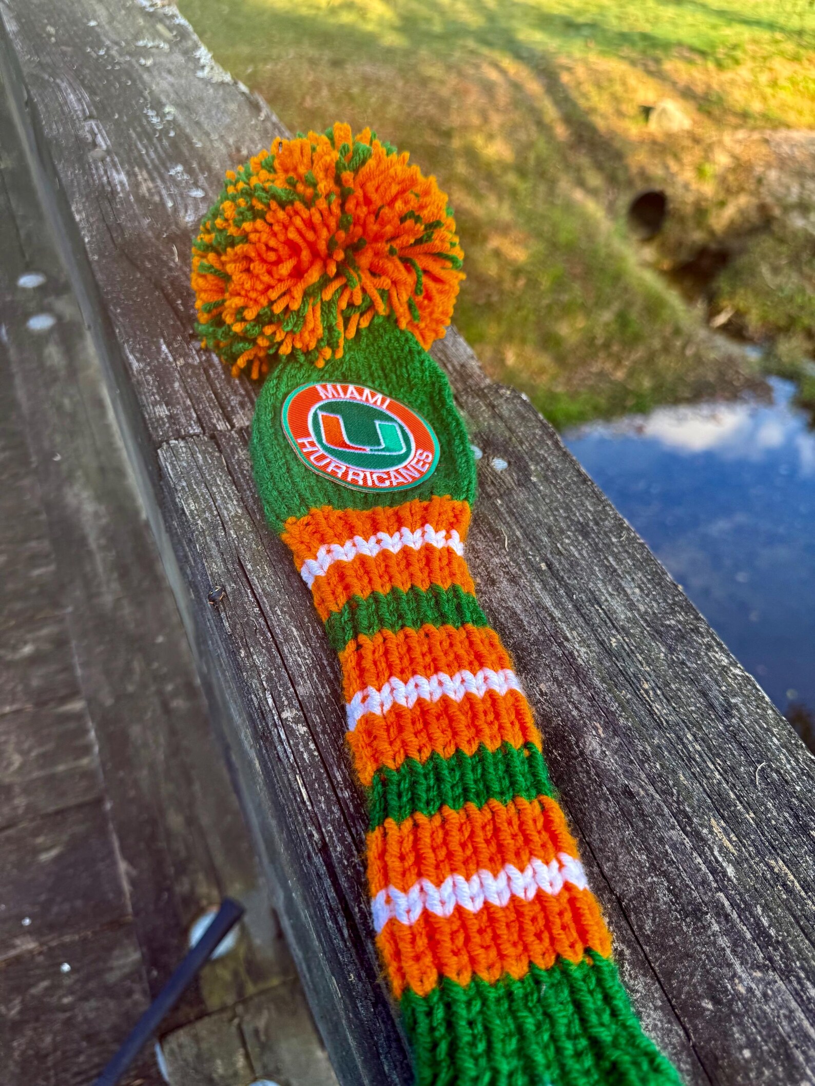 Miami Hurricanes Custom Golf Club Cover Hand Knit Logo College Football ...
