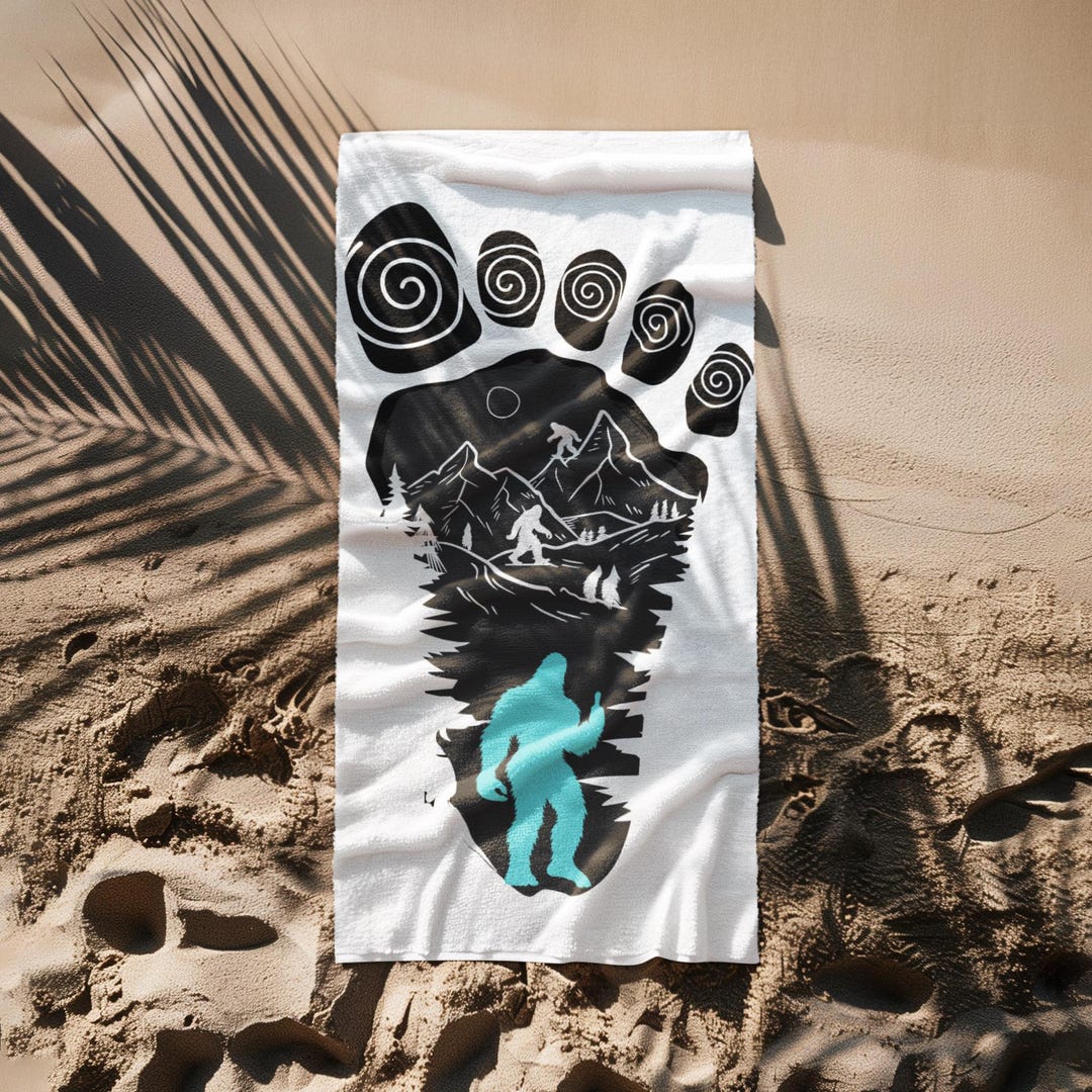 Sasquatch Bigfoot Beach Towel – Boho Pool & Picnic Blanket – Unique ...