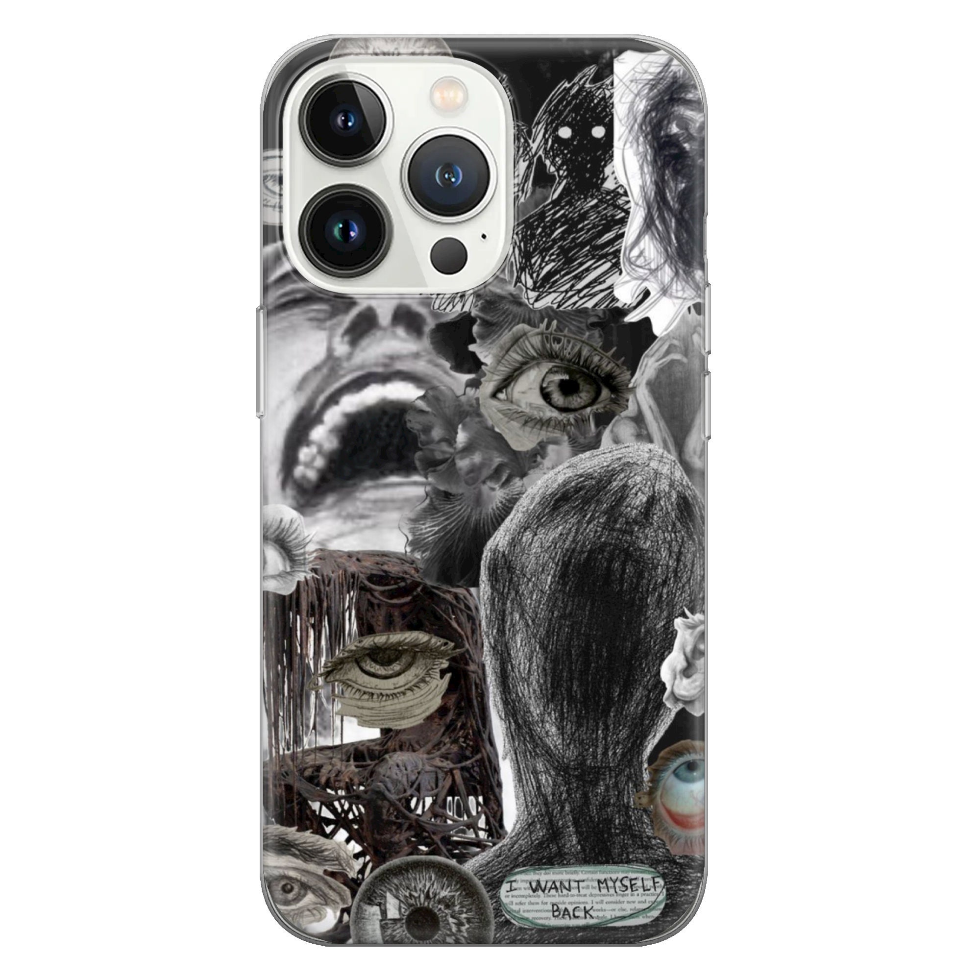 Grunge Eyeballs Phone Case Creepy Eyes Cover for iPhone 15 14 13 12 ...