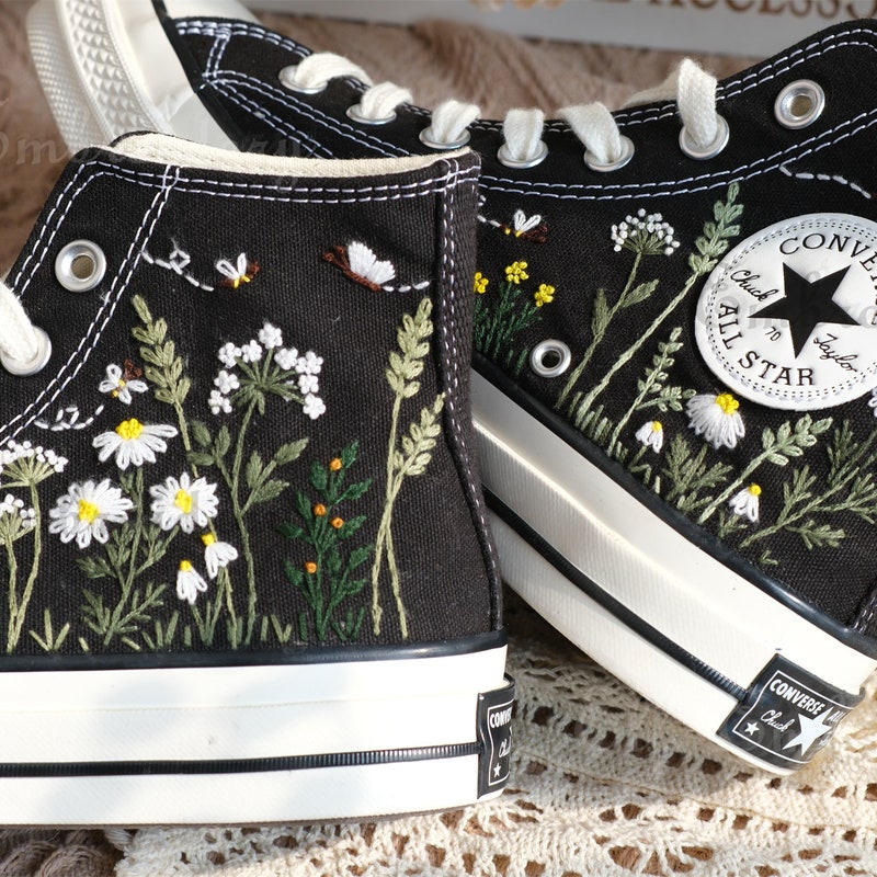 Embroidered Converse - Etsy