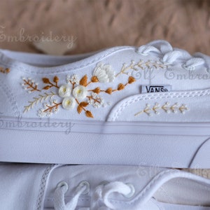Custom Hand Embroidered Vans Floral Shoes, Personalised Floral ...