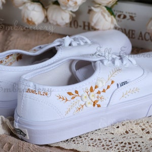 Custom Hand Embroidered Vans Floral Shoes, Personalised Floral ...