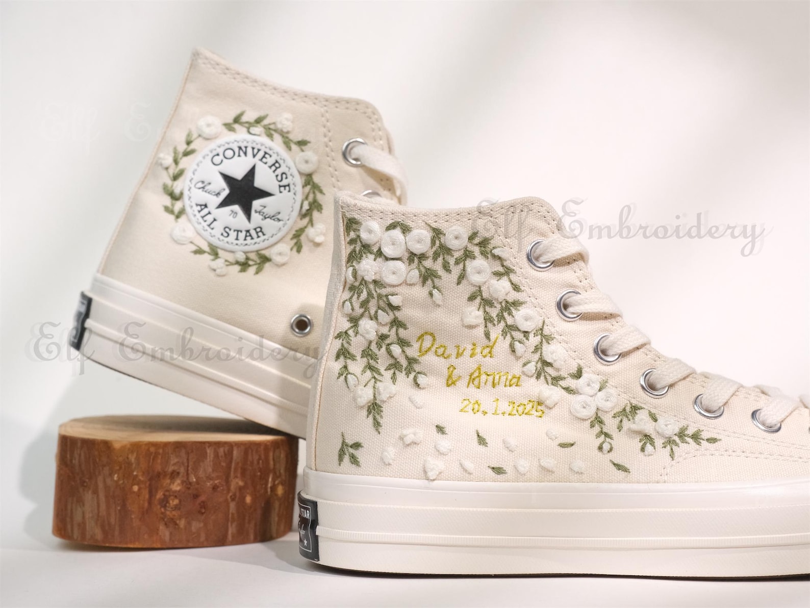 Custom Embroidered Converse Chuck Taylor 70s: Floral Wedding Shoes - Etsy