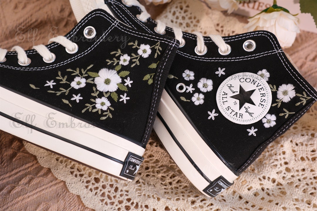 Custom Embroidered Converse Chuck Taylor 1970s: Floral Shoes - Etsy UK