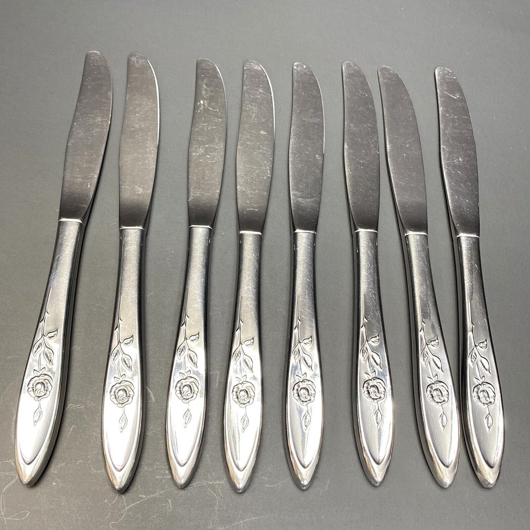 Oneida My Rose Stainless Stainless Flatware 8 Dinner Knives 8 1/2 ...