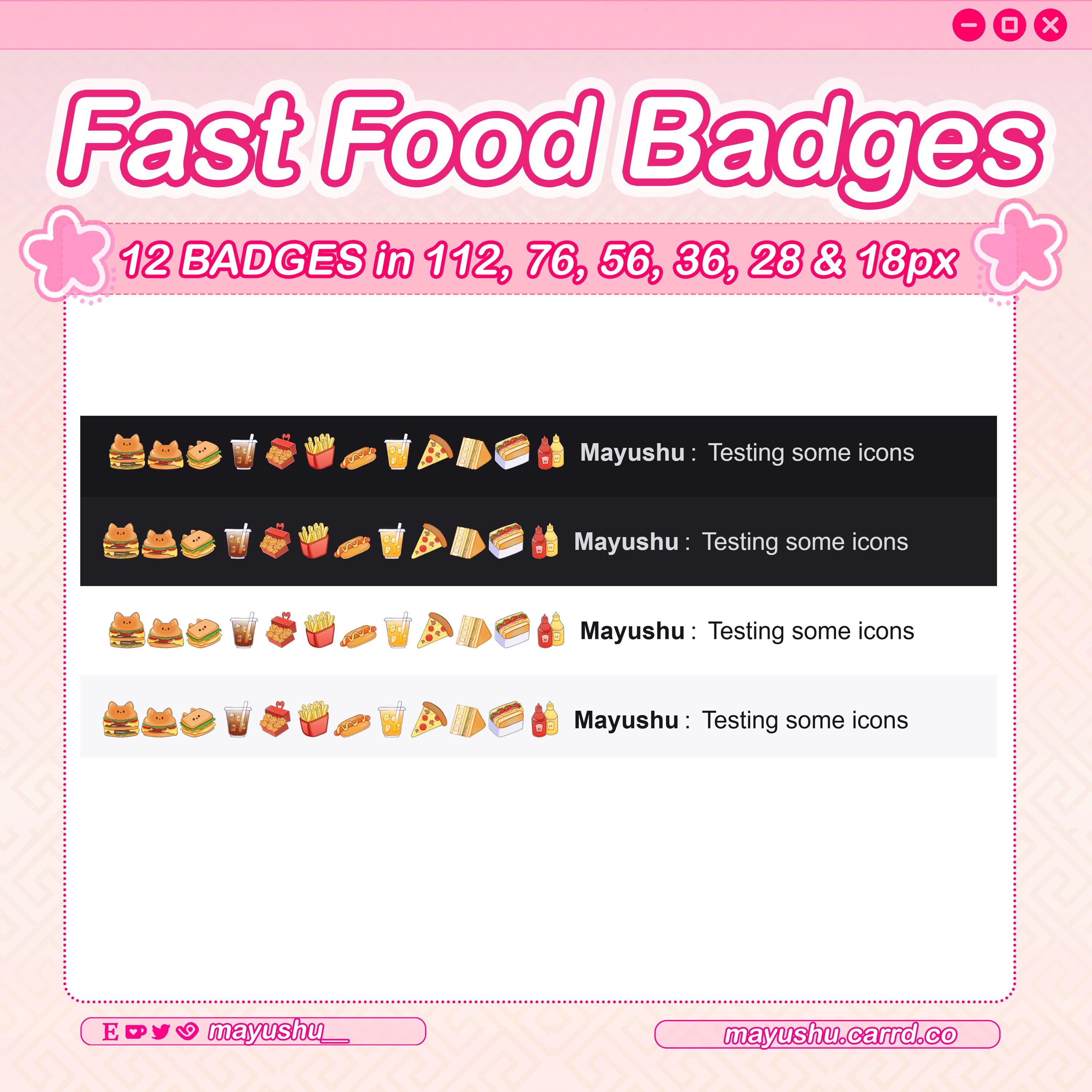 Fast Food Sub-badges for Twitch, Discord, Youtube | Cute Food ...