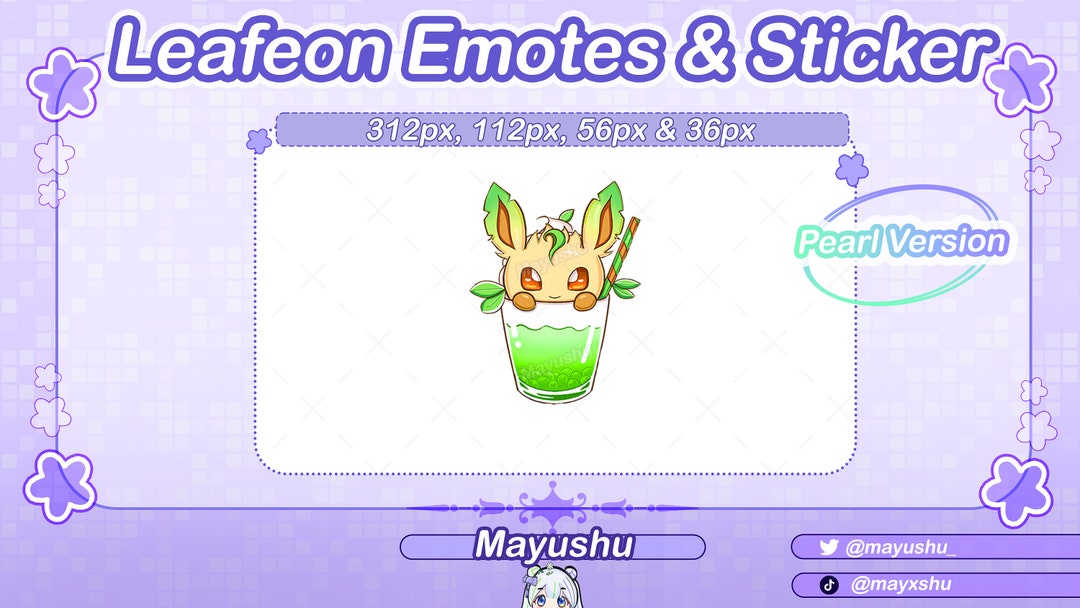 Leafeon Emotes & Sticker Pack for Vtubers Twitch Streamers Cute Pokemon ...
