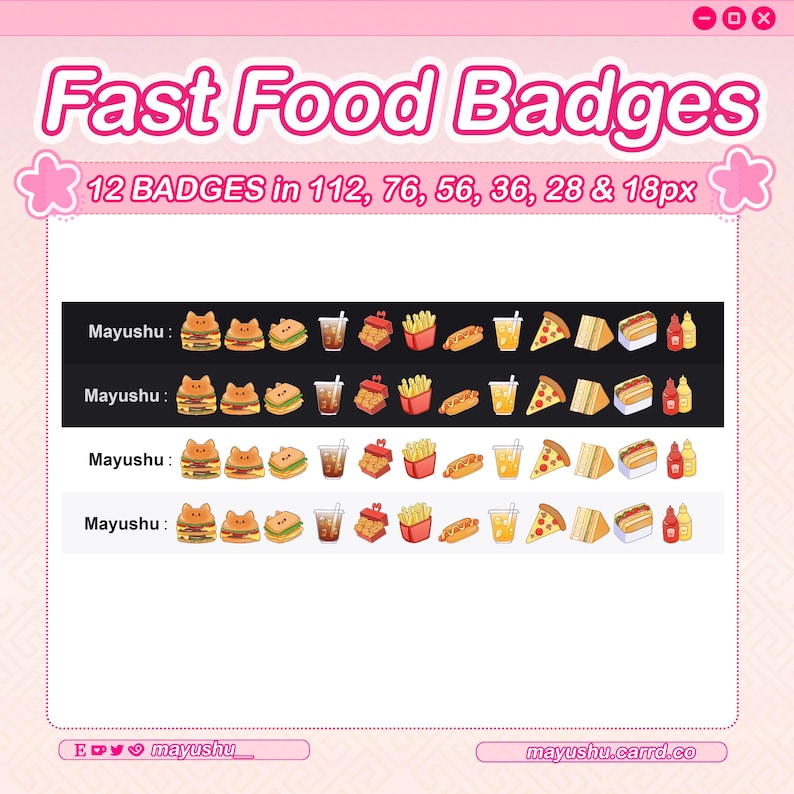 Fast Food Sub-badges for Twitch, Discord, Youtube | Cute Food ...
