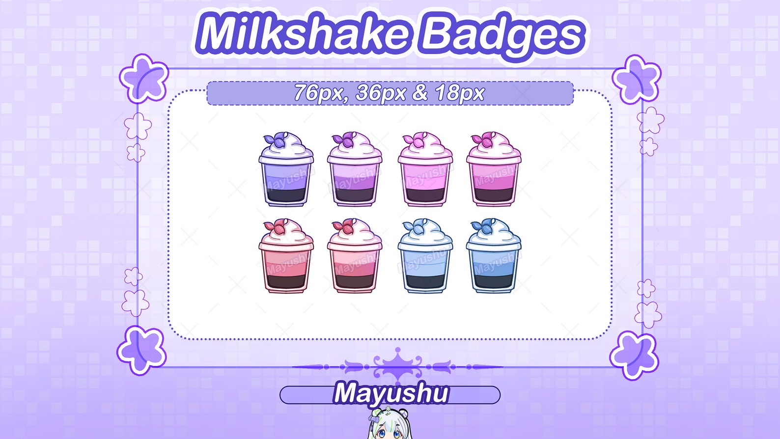 Milkshake Rainbow Sub Badges for Twitch/youtube /discord | Bit Badge | Vtuber Cute Twitch Sub ...