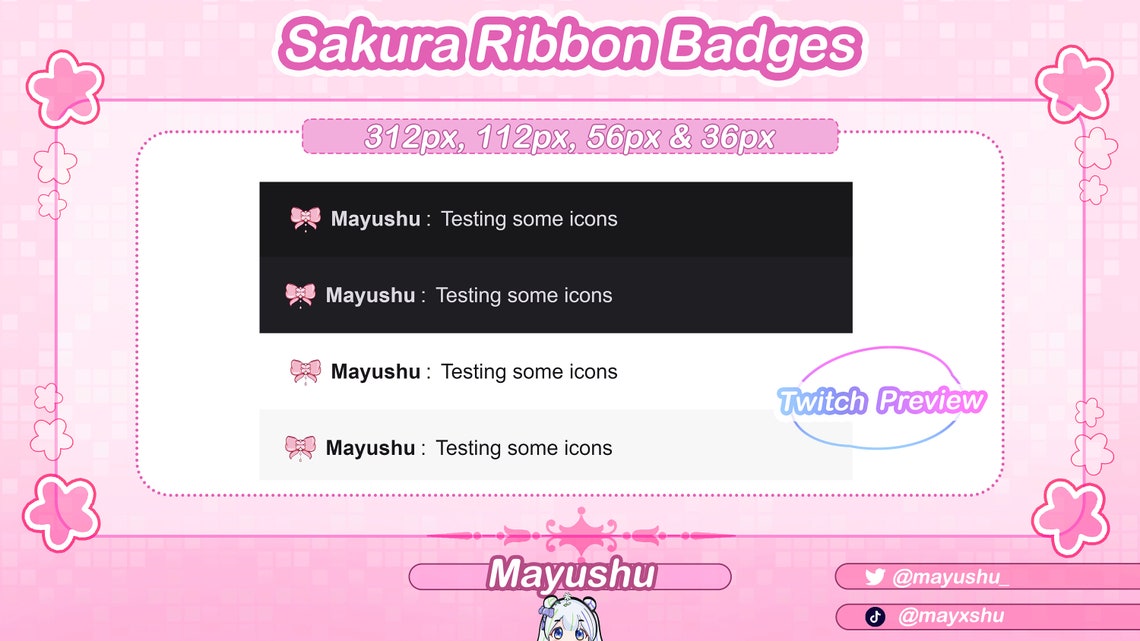 Sakura Cherry Japanese Ribbon Sub Badges for Twitch/youtube /discord ...