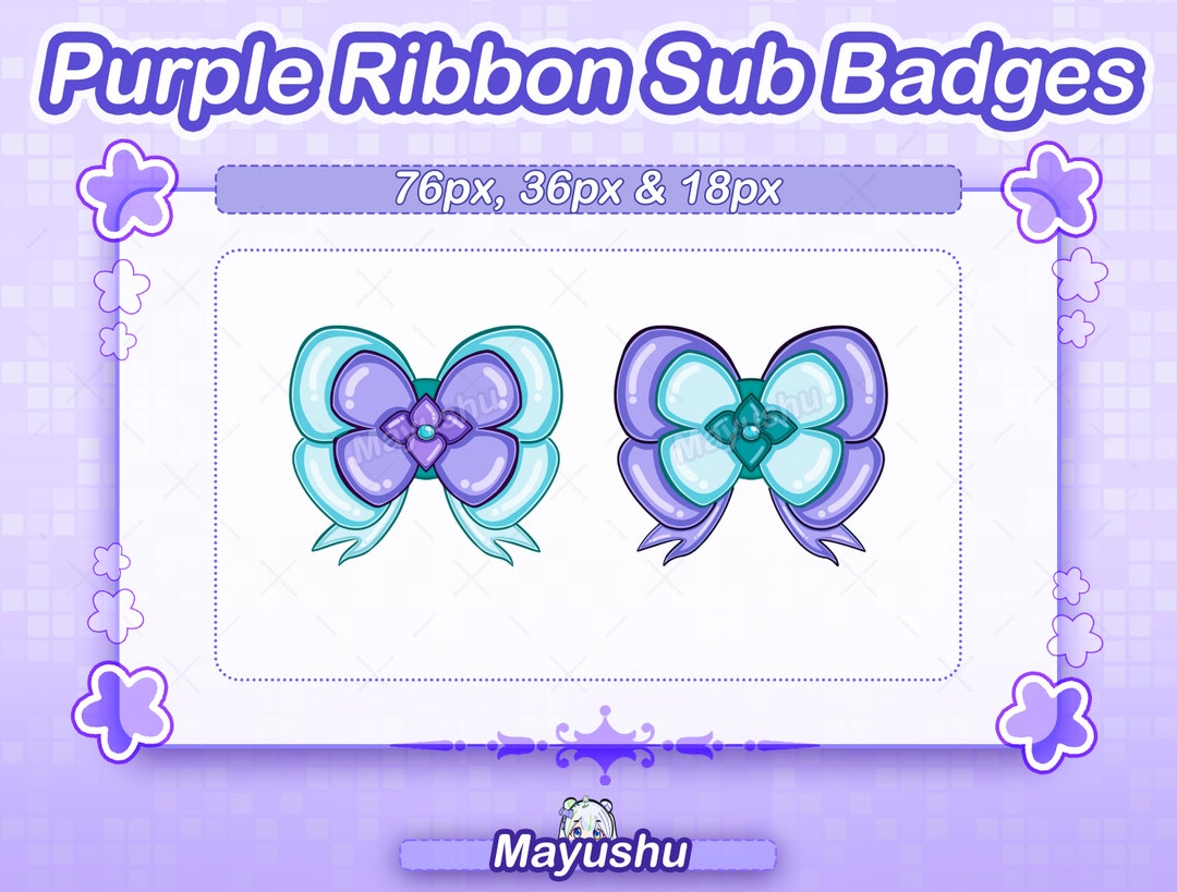 Purple and Blue Ribbon Sub Badges for Twitch/youtube /discord | Bit ...