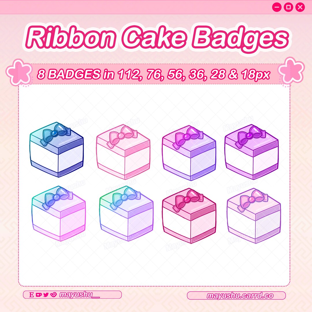 Pastel Cake Sub-badges for Twitch, Discord, Youtube | Cute Ribbon Cake ...